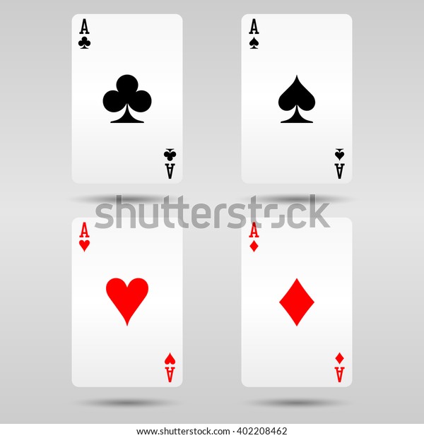 Colección de cuatro tarjetas ace. Ilustración del juego de cartas con ...