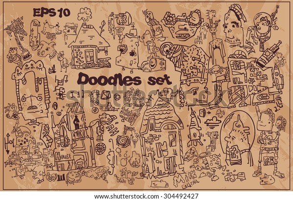 Collection Funny Hand Drawn Doodles 库存矢量图（免版税）304492427 | Shutterstock