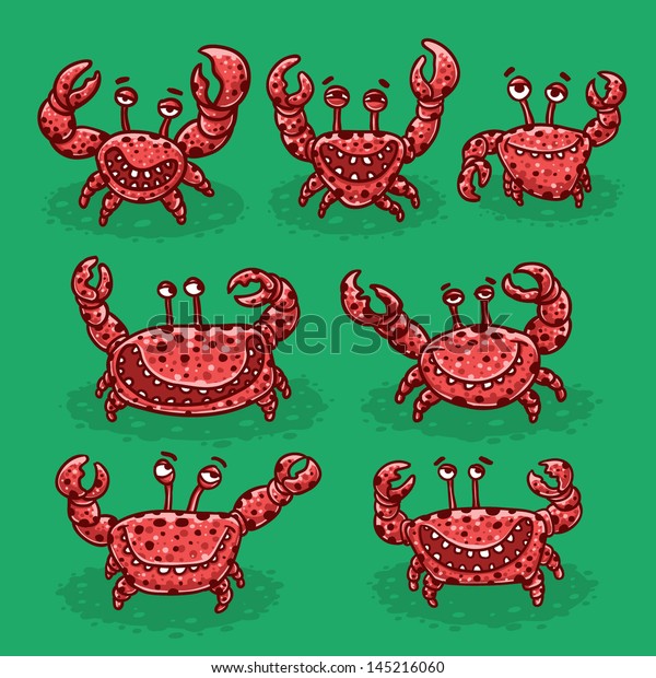 Collection Funny Laughing Dancing Crabs Cartoon Stock Vector (Royalty ...