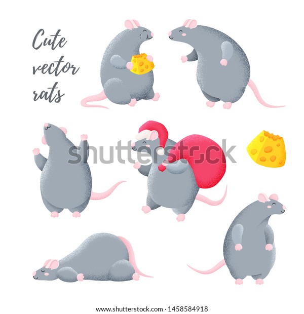 Collection Funny Vector Mice Rat Symbol Stock Vector (Royalty Free ...