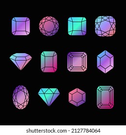 Collection Gem Jewel Elements Icons Your Stock Vector (Royalty Free ...