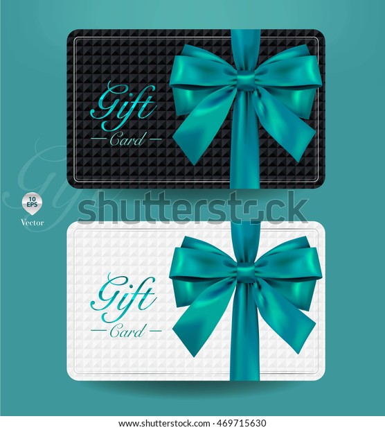 Collection Gift Cards Turquoise Ribbons Bow Stock Vector (Royalty Free ...