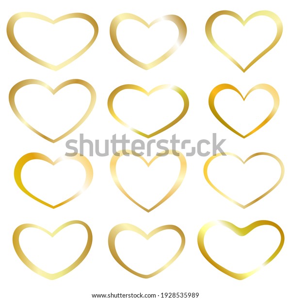 Collection Gold Heart Element Design Greeting Stock Vector (Royalty ...