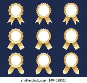 Collection Golden Award Ribbons Vector Set Stock Vector (Royalty Free ...