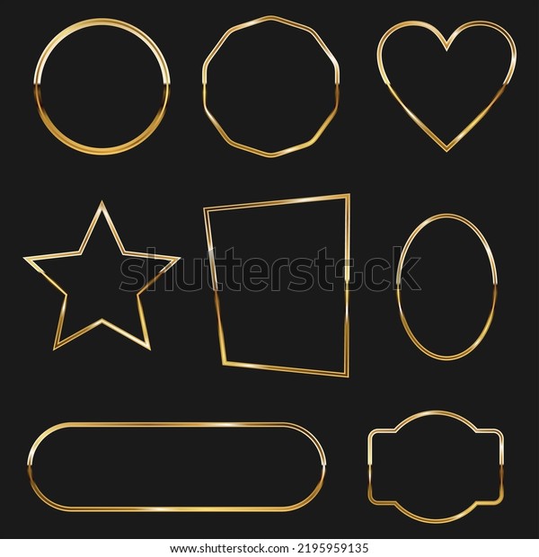 Collection Golden Shiny Frame Set Isolated Stock Vector (Royalty Free ...