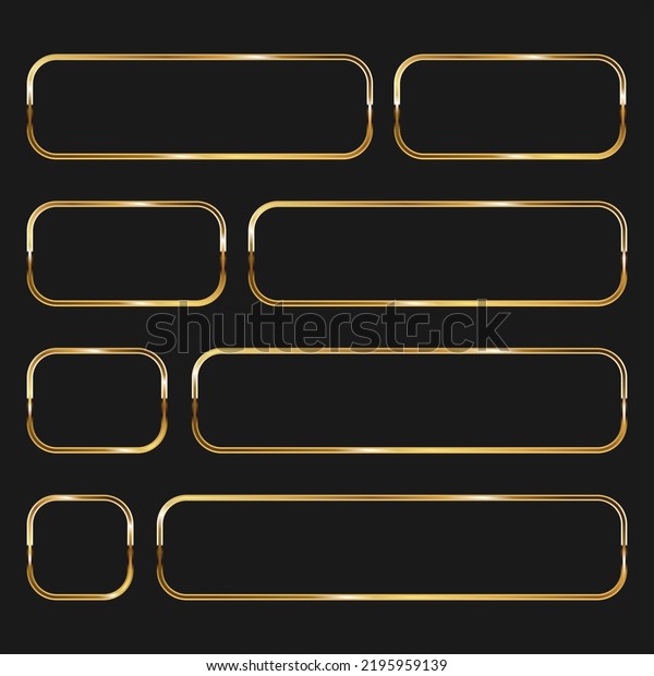 Collection Golden Shiny Frame Set Isolated Stock Vector (Royalty Free ...