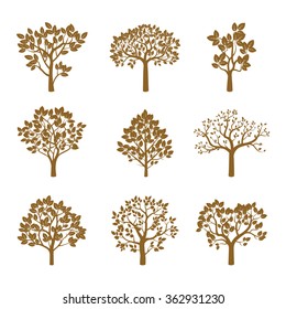 Collection Golden Trees Vector Illustration Stock Vector (Royalty Free ...