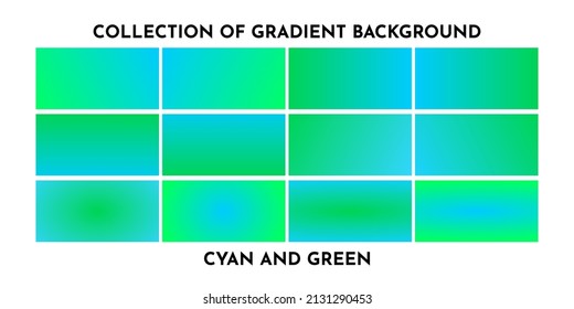 Collection Gradient Background Color Cyan Green Stock Vector (Royalty ...