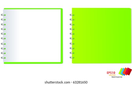 Collection Green Sketch Book Vector Illustration Stock Vector (Royalty ...