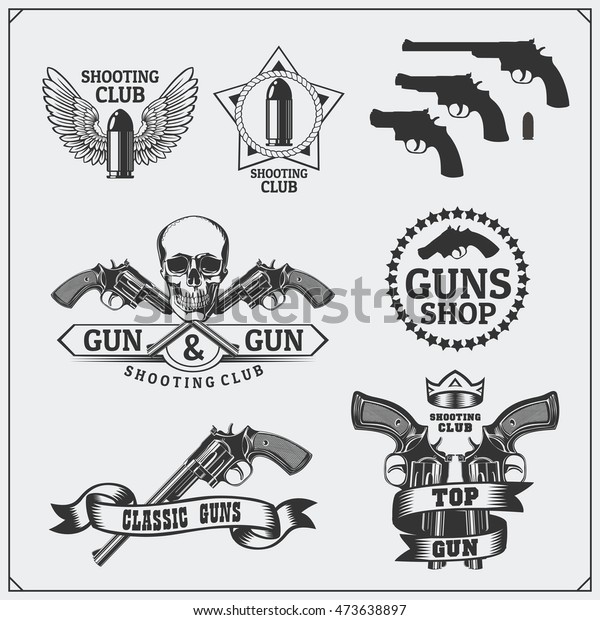 Collection Gun Club Emblems Labels Design Stock Vector (Royalty Free ...