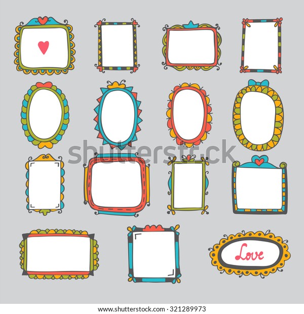 Collection Hand Drawn Cartoon Frames Sketchy Stock Vector (Royalty Free ...