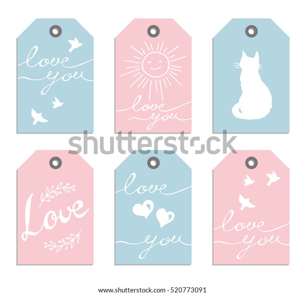 Collection Hand Drawn Cute Gift Tags Stock Vector (Royalty Free ...