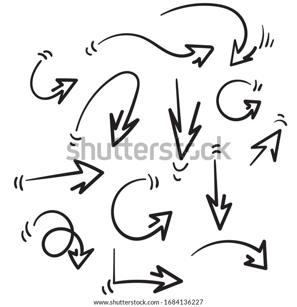 Collection Hand Drawn Doodle Arrow Set Stock Vector (Royalty Free ...