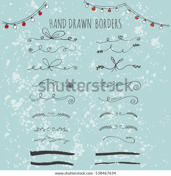 Collection Hand Drawn Ink Borders Cute Stock Vector (Royalty Free ...