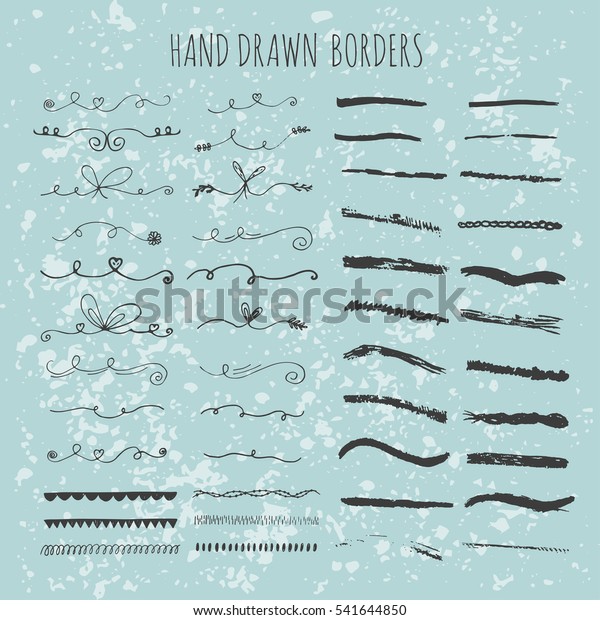 Collection Hand Drawn Ink Borders Cute Stock Vector (Royalty Free ...