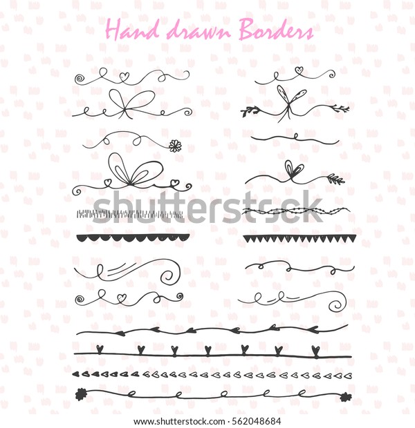 Collection Hand Drawn Ink Borders Cute 스톡 벡터(로열티 프리) 562048684 ...