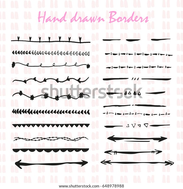 Collection Hand Drawn Ink Borders Card Stock Vector (Royalty Free ...