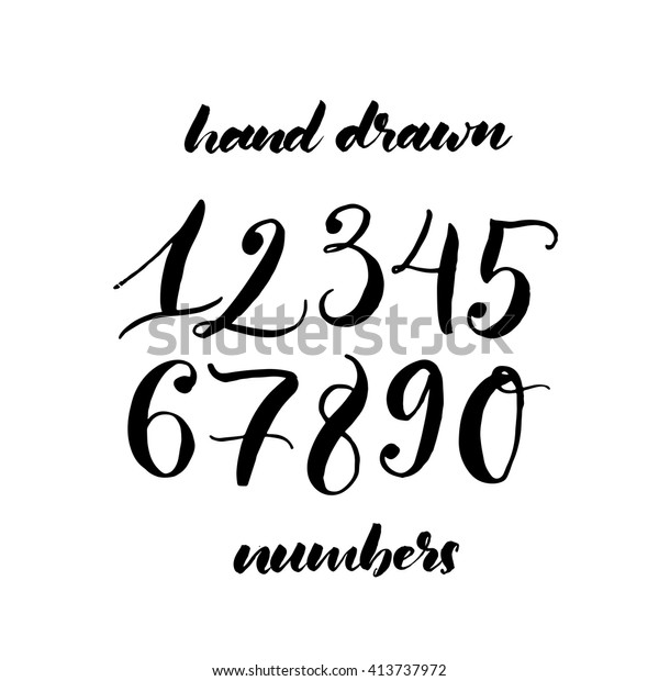 Collection Hand Drawn Numbers Hand Drawn Stock Vector (Royalty Free ...