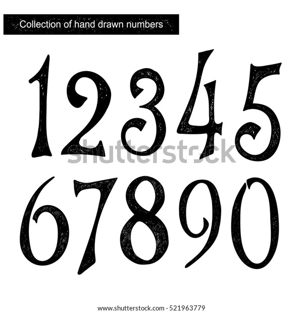 Collection Hand Drawn Numbers Hand Drawn: vetor stock (livre de ...