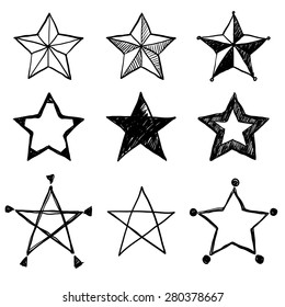 Collection Hand Drawn Pen Ink Stars Stock Vector (Royalty Free ...