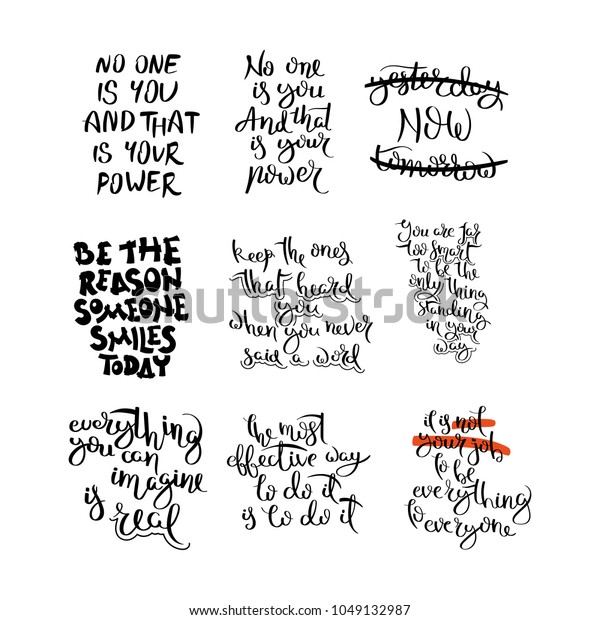 Collection Hand Written Calligraphy Quotes Motivation Stock Vector ...