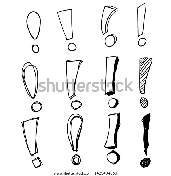 Collection Handdrawn Exclamation Mark Doodle Cartoon Stock Vector ...