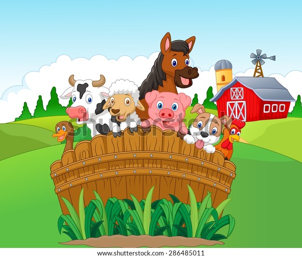 Collection Happy Farm Animals Stock Vector (Royalty Free) 286485011
