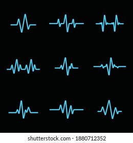Collection Heart Beat Wave Cardiogram Form Stock Vector (Royalty Free ...