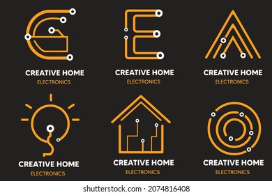 Collection Home Electronics Logo Yellow Wiring Stock Vector (Royalty ...