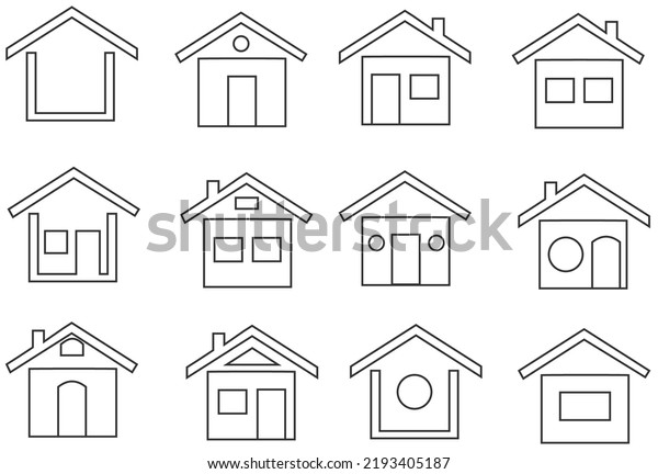 Collection House Design Black Stroke Vector Stock Vector (Royalty Free ...