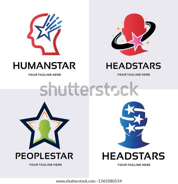 Collection Human Head Star Logo Design Stock Vector (Royalty Free ...