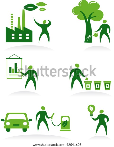 Collection Human Icons Ecology Theme Stock Vector (Royalty Free) 42541603