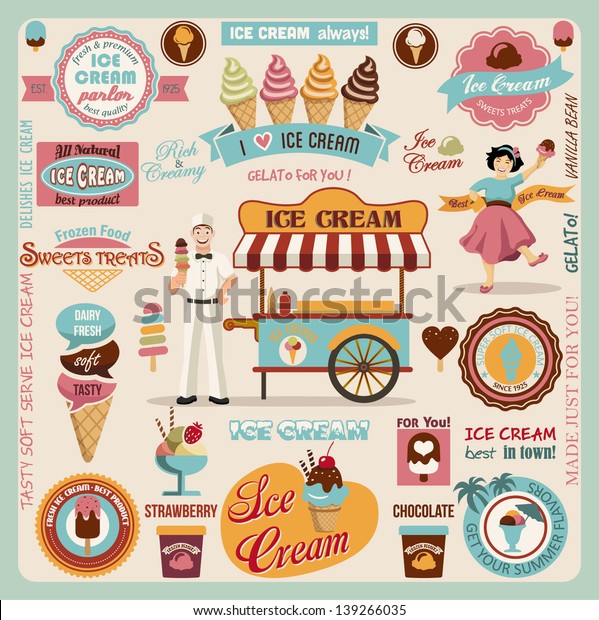 Collection Ice Cream Design Elementsvector Illustration Stock Vector ...