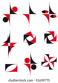 Collection Icons Red Black Vector Illustration Stock Vector (Royalty ...