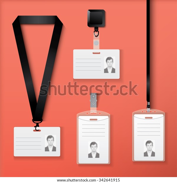 Collection Id Cards Lanyard Retractor Clasp Stok Vektör (Telifsiz ...