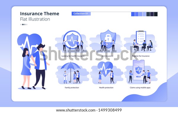 Collection Illustrations About Theme Insurance Stock Vector (Royalty ...