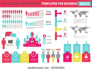 Collection Infographic People Elements Businessvector Illustration ...
