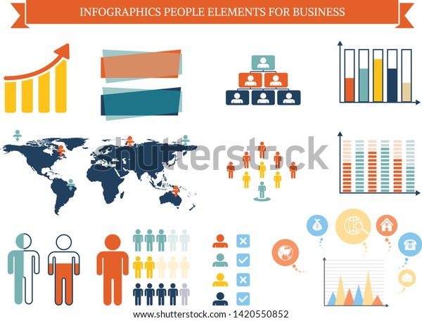 Collection Infographic People Elements Businessvector Illustration 스톡 ...