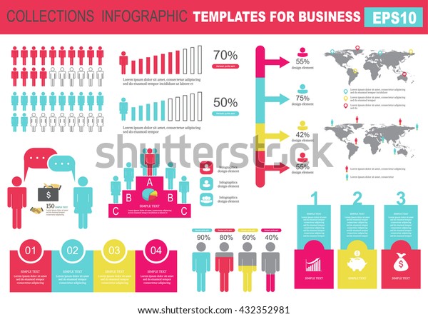 Collection Infographic People Elements Businessvector Illustration ...
