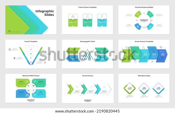 Collection Infographic Presentation Slides Flowchart Flower: เวกเตอร์ ...