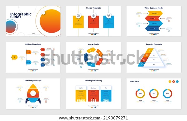 Colección de diapositivas de presentación infográfica:: vector de stock ...