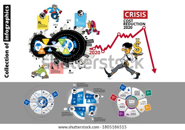 Collection Infographics Template Cartoon Character Vector Stock Vector ...
