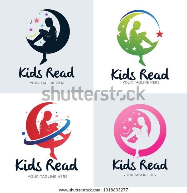 Collection Kids Reading Logo Set Design Stock Vector (Royalty Free ...