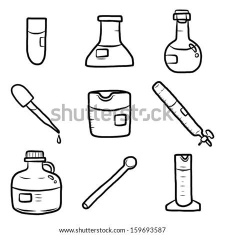 Collection Laboratory Glassware Hand Drawn Cartoon Stock Vector ...