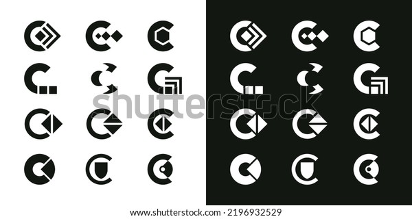 Collection Letter C Based Icons Logos Stock Vector (Royalty Free ...