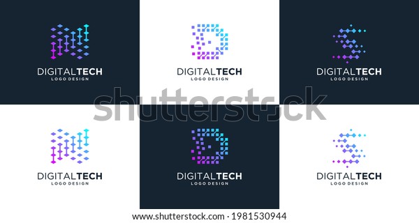 Collection of letter n, d and s logo design. Symbol for digital ...