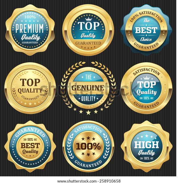 Collection Light Blue Top Quality Badges Stock Vector (Royalty Free ...