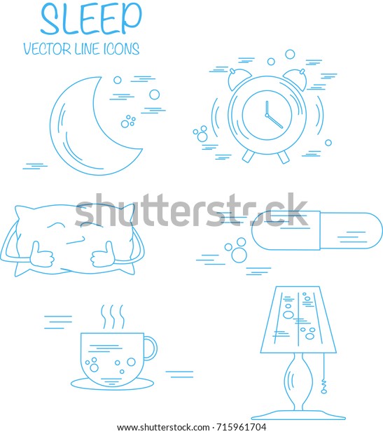 Collection Line Vector Icons Symbols Sleep Stock Vector (Royalty Free ...