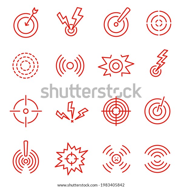 Collection Linear Red Pain Markers Icon Stock Vector (Royalty Free ...