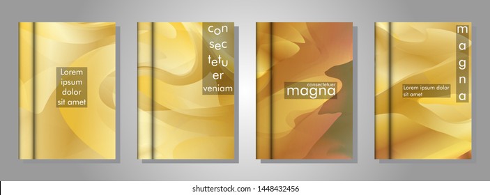 Book Cover Collection Wavy Gold Background: เวกเตอร์สต็อก (ปลอดค่า ...